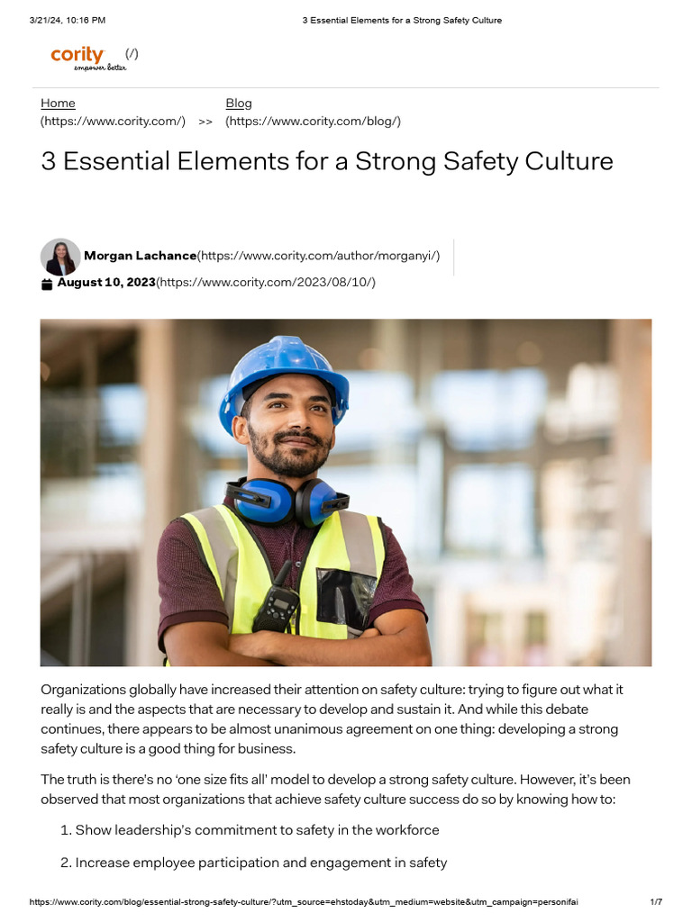 3 Essential Elements For A Strong Safety Culture | PDF | Leadership ...