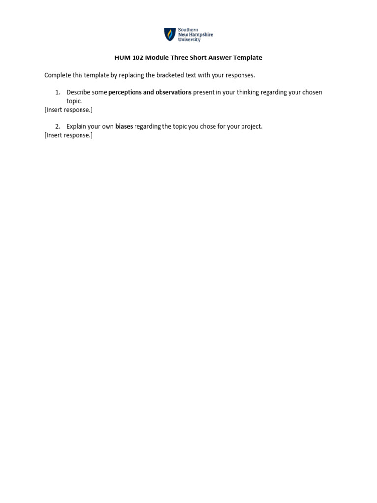 HUM 102 Module Three Response Template | PDF | Career & Growth