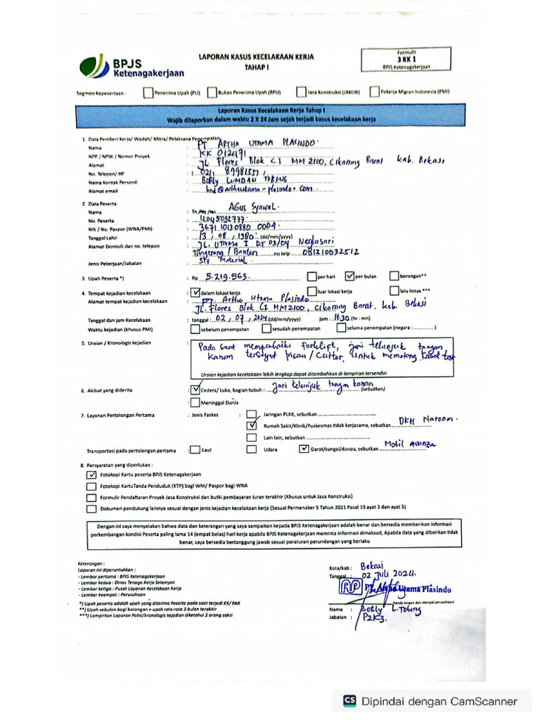 Laporan Kecelakaan Kerja Tahap 1 & 2 | PDF