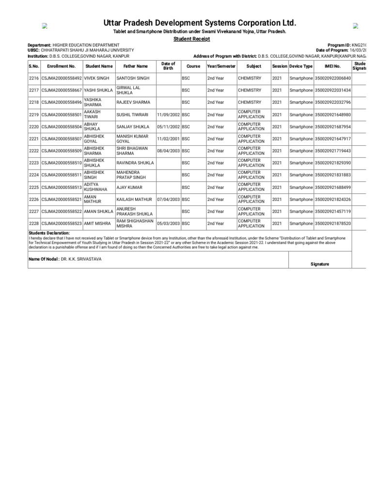 Student Receipt | PDF
