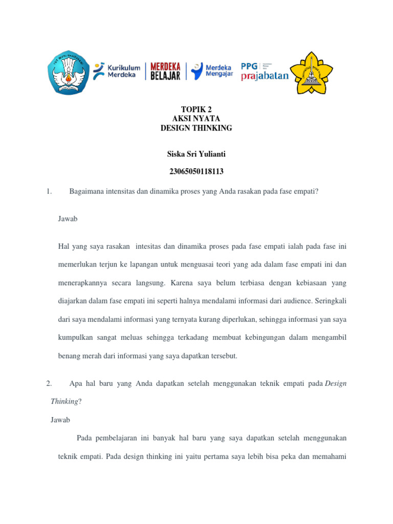 Topik 2 Aksi Nyata Design Thinking | PDF