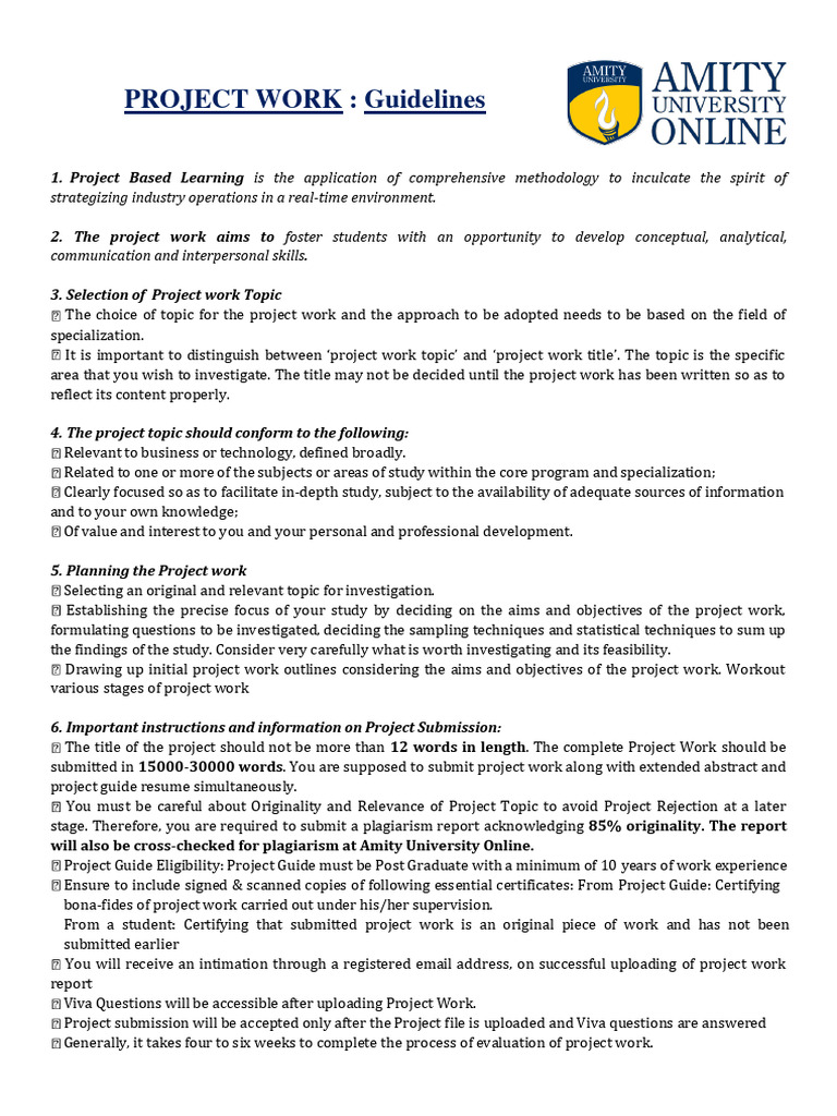 Project Work Guidelines for Students | PDF | Methodology | Plagiarism