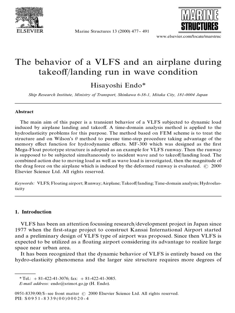 Endo - 2000 - Behavior of A VLFS and An Airplane During Takeofflanding ...