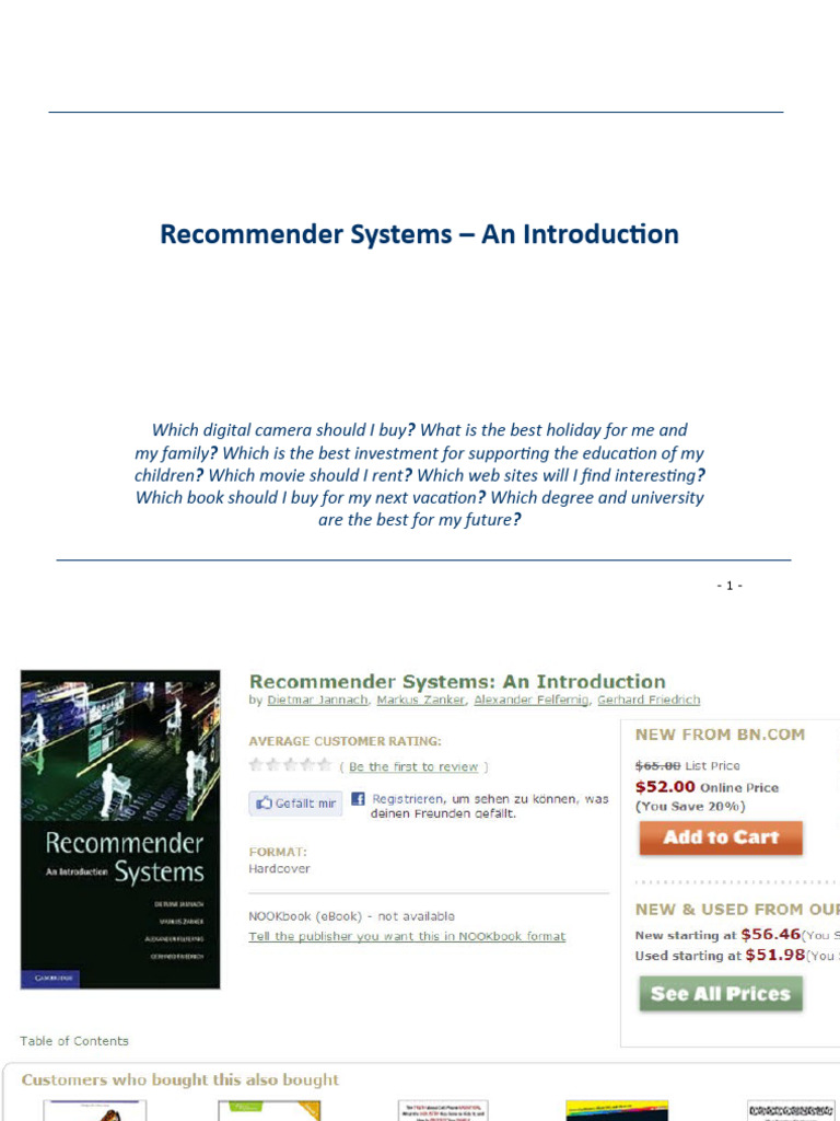 Recommender - Introduction | PDF | Cyberspace | Information Technology Recommender - Introduction | PDF | Cyberspace | Information Technology