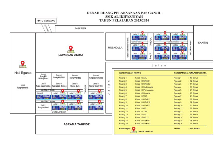 Denah Ruang PAS Ganjil TP. 2023-2024 | PDF