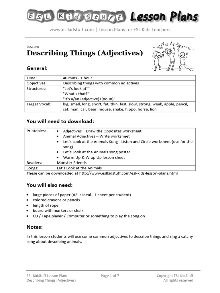 adjectives-lesson-plan | PDF | Lesson Plan | Adjective
