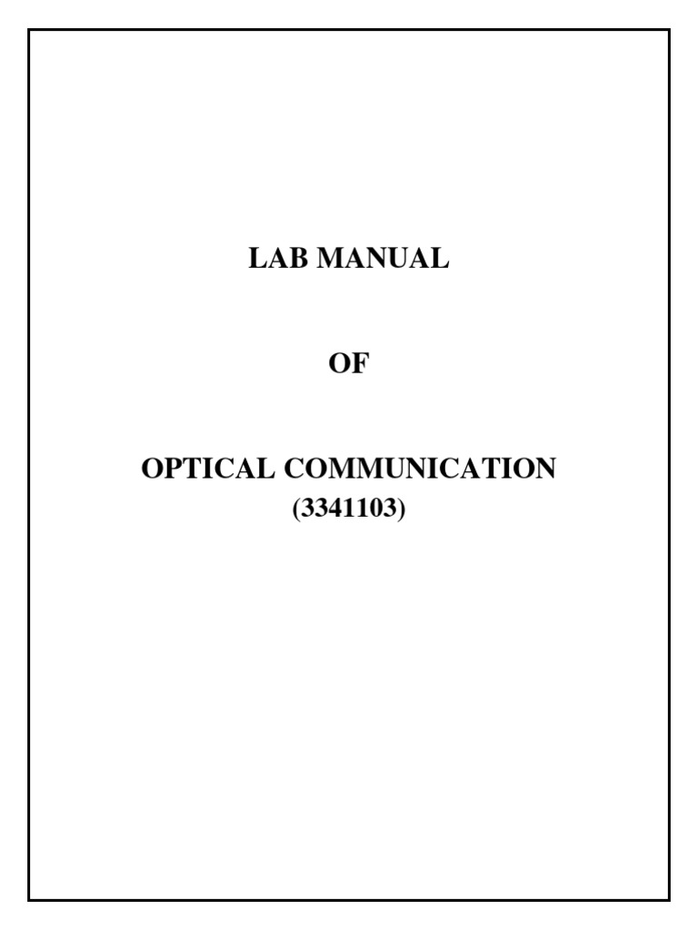 Optical - Communication - LAB - MANUAL 22222 3 | PDF | Optical Fiber ...