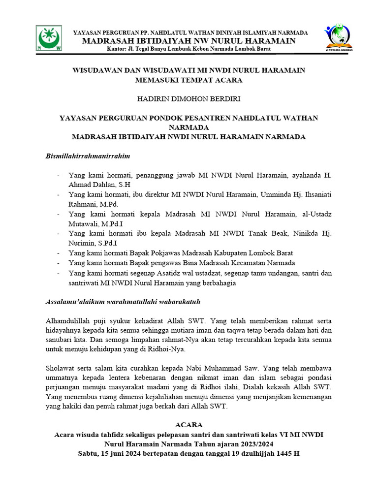 Teks MC Wisuda | PDF