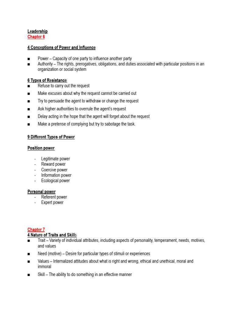 Leadership Summary | PDF | Leadership | Transformational Leadership