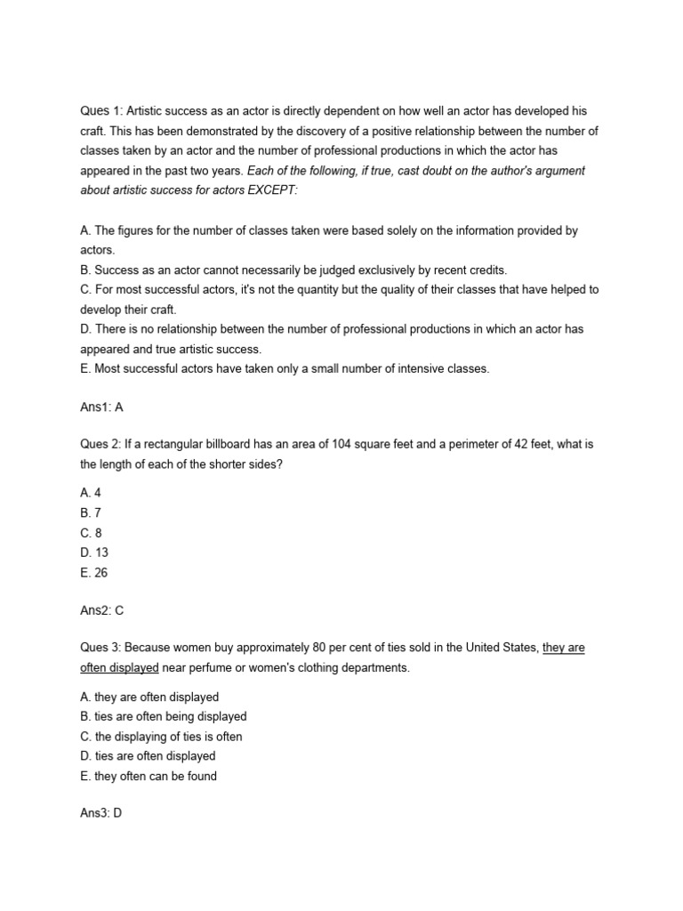 GMAT Practice Questions | PDF | Skull