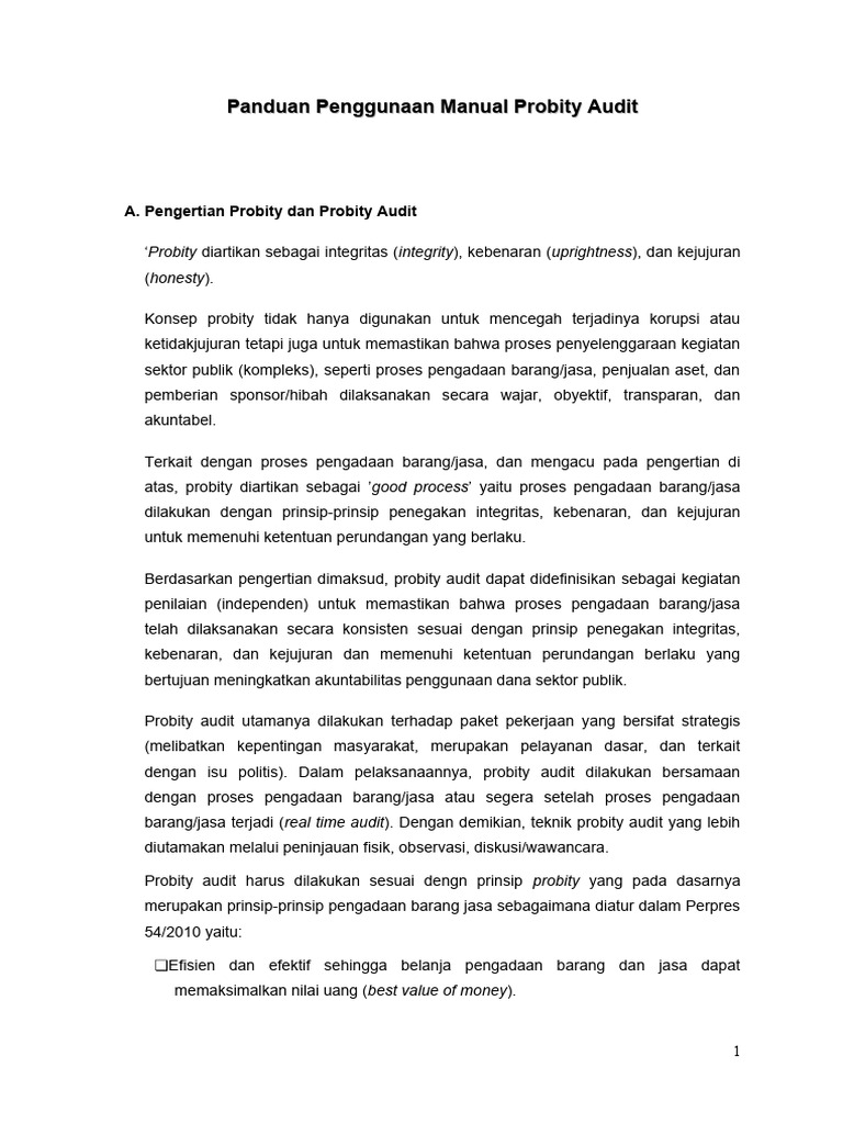 Panduan Probity Audit - Pangrango Two | PDF | Bisnis | Pengelolaan ...