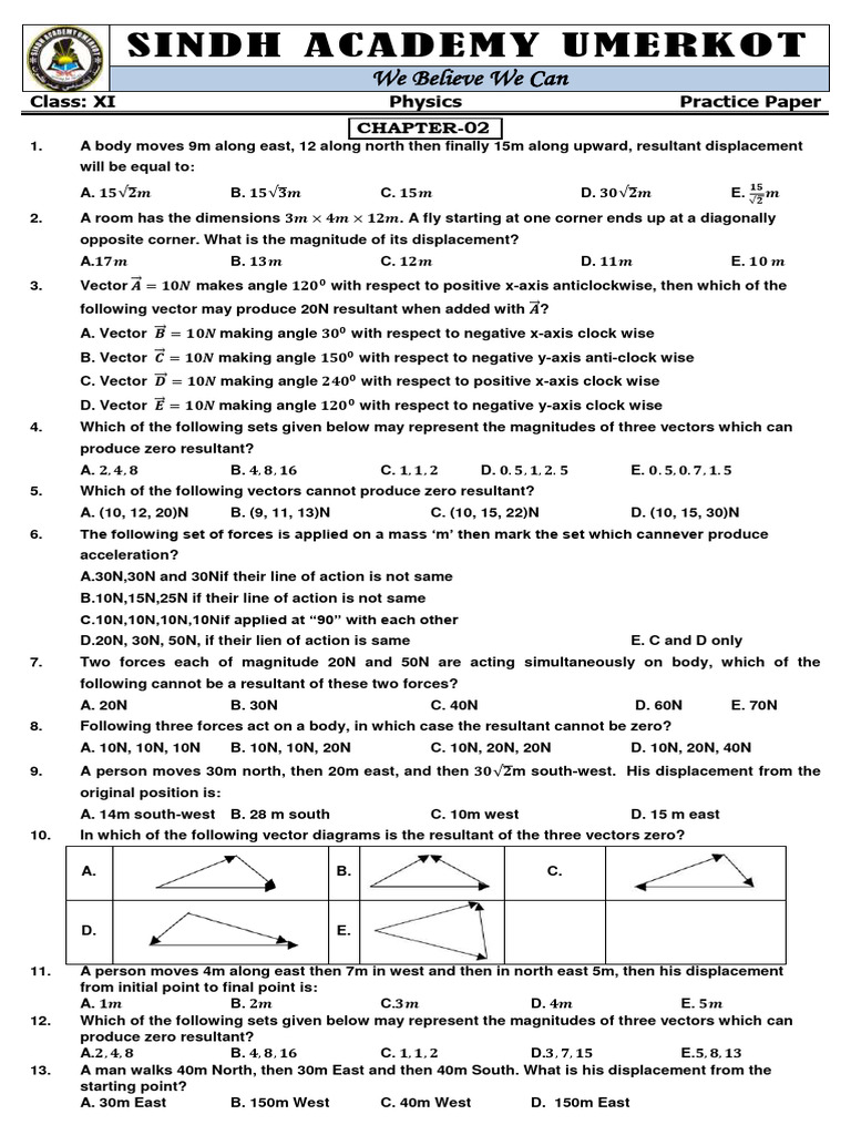 Physics-XI - Chapter-2 | PDF | Angle | Force
