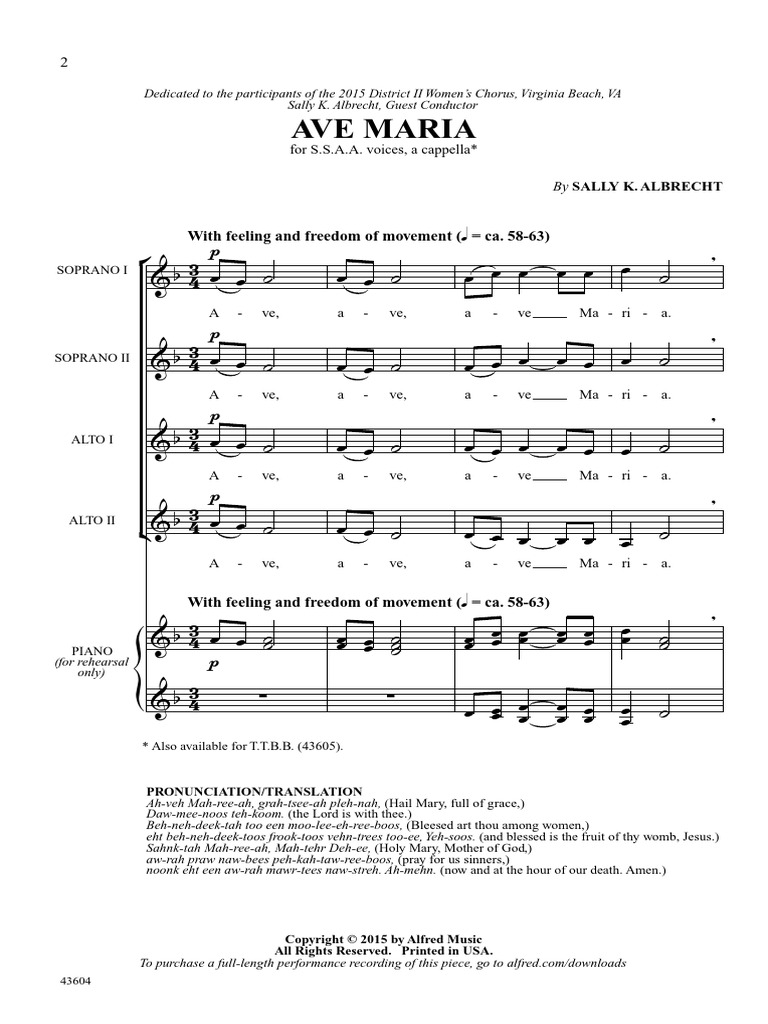 Ave Maria (Albrecht) | PDF | Prayer | Christian Worship And Liturgy