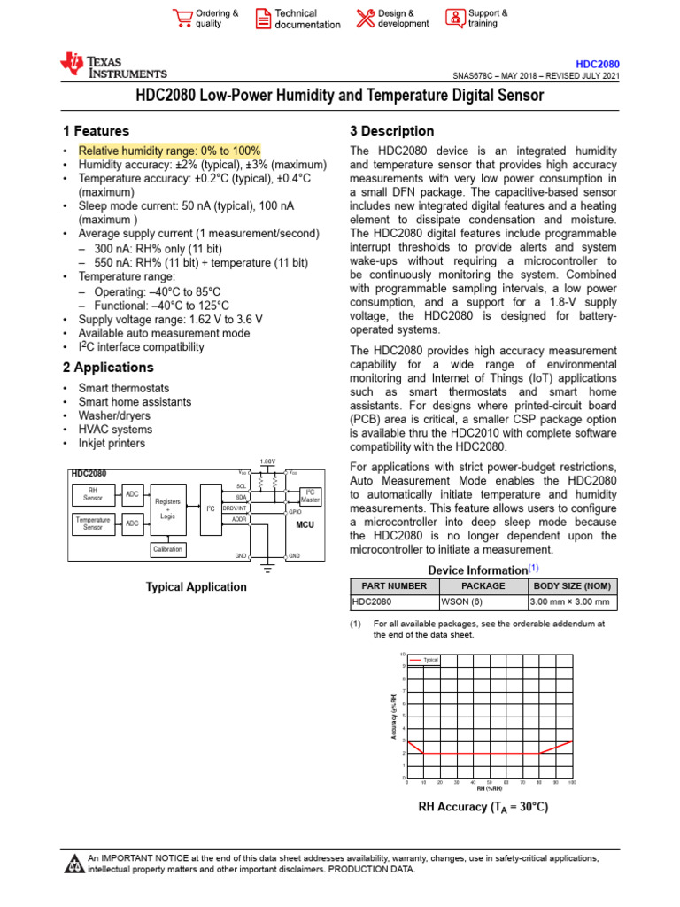 HDC 2080 | PDF | Microcontroller | Thermostat
