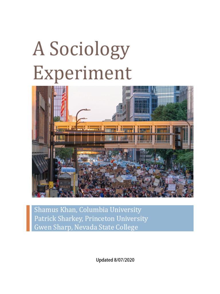 A Sociology Experiment CH 123456789131516 Fall 2020nbsped 1951283082 ...
