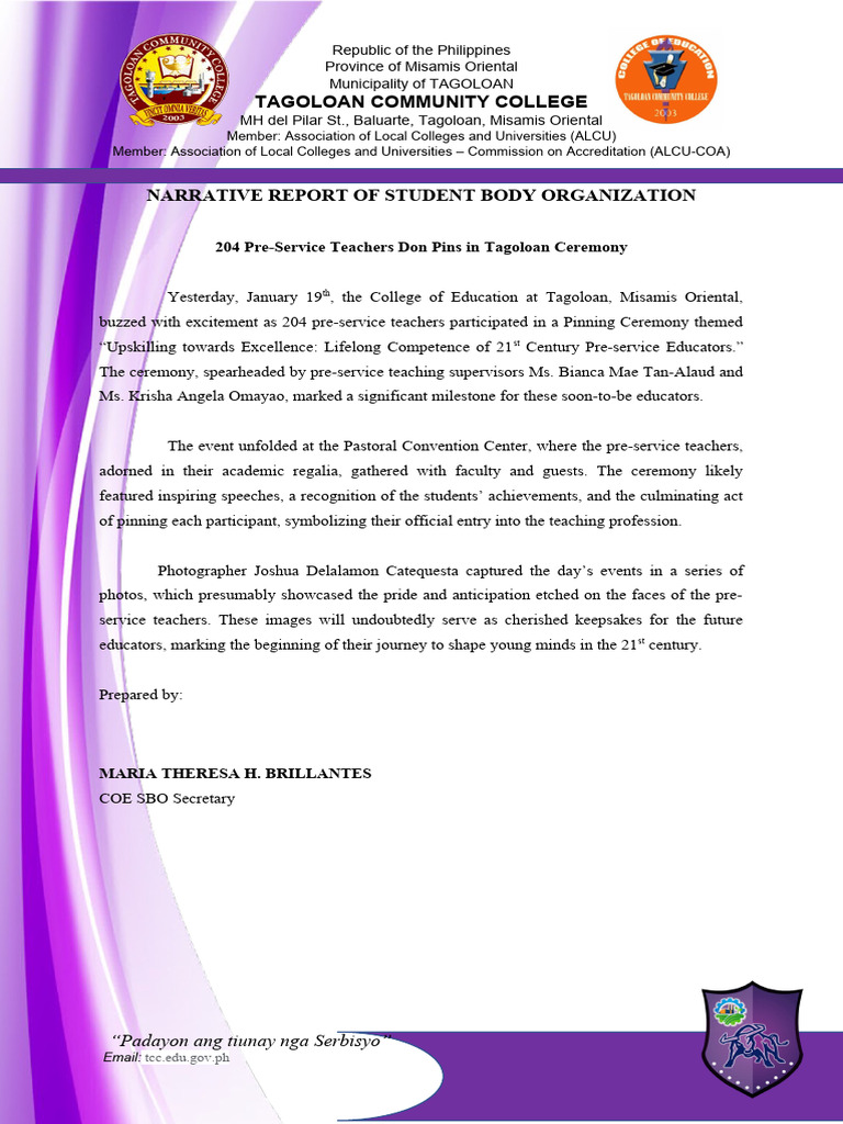 Coe Narrative Report | PDF