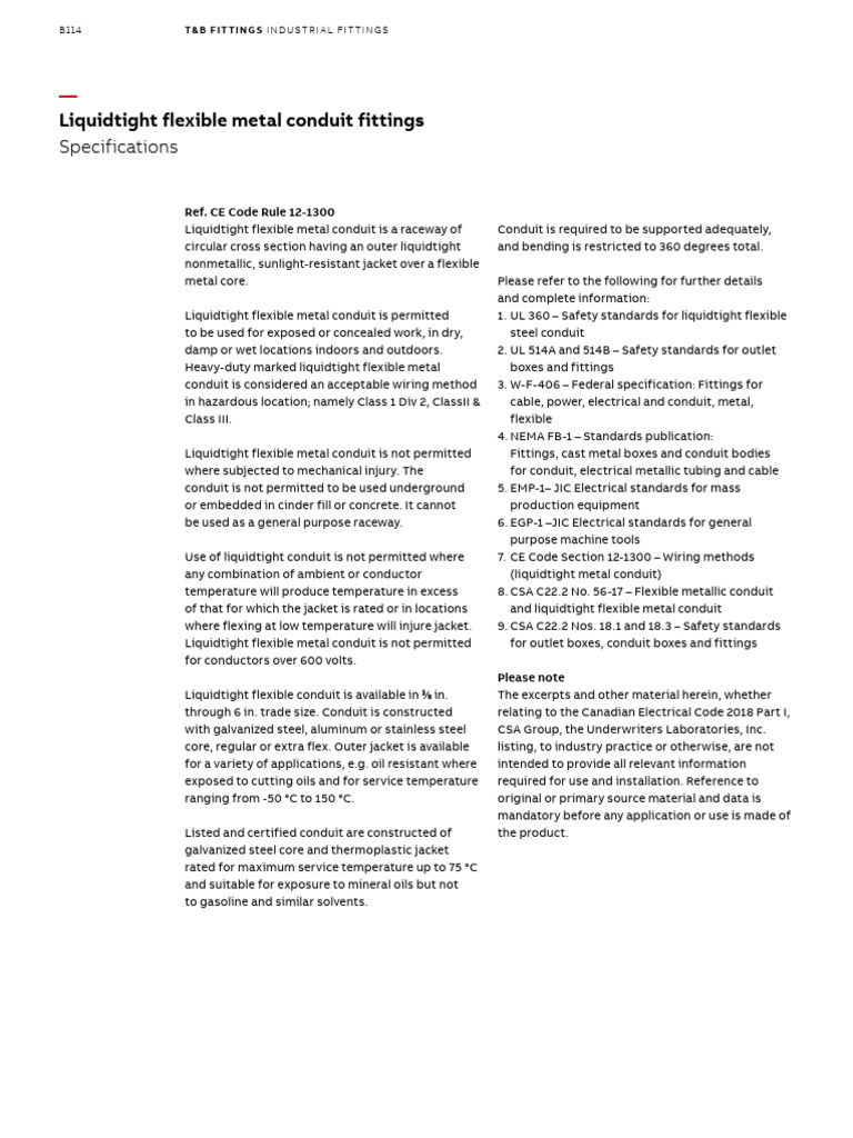 Liquidtight Flexible Metal Conduit Fittings | PDF | Pipe (Fluid ...