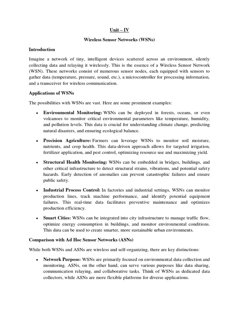 Unit 4 | PDF | Wireless Sensor Network | Computer Network