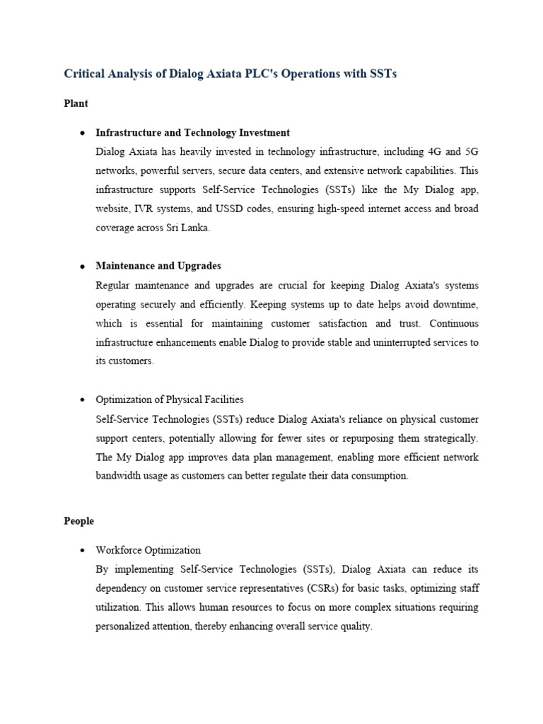 Critical Analysis of Dialog Axiata PLC - Summerized Version | PDF ...
