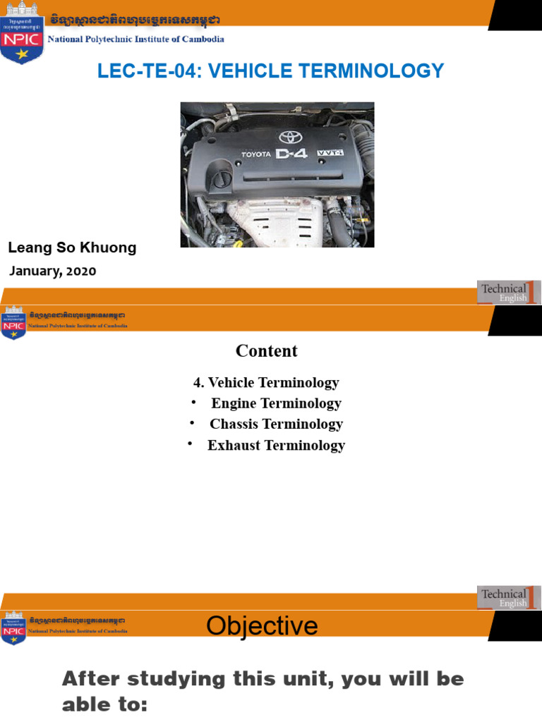Vehicle Terminology Guide | PDF | Four Wheel Drive | Diesel Engine