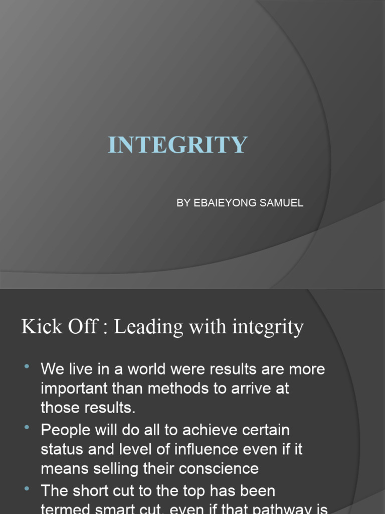 Integrity | PDF | Integrity | Social Psychology