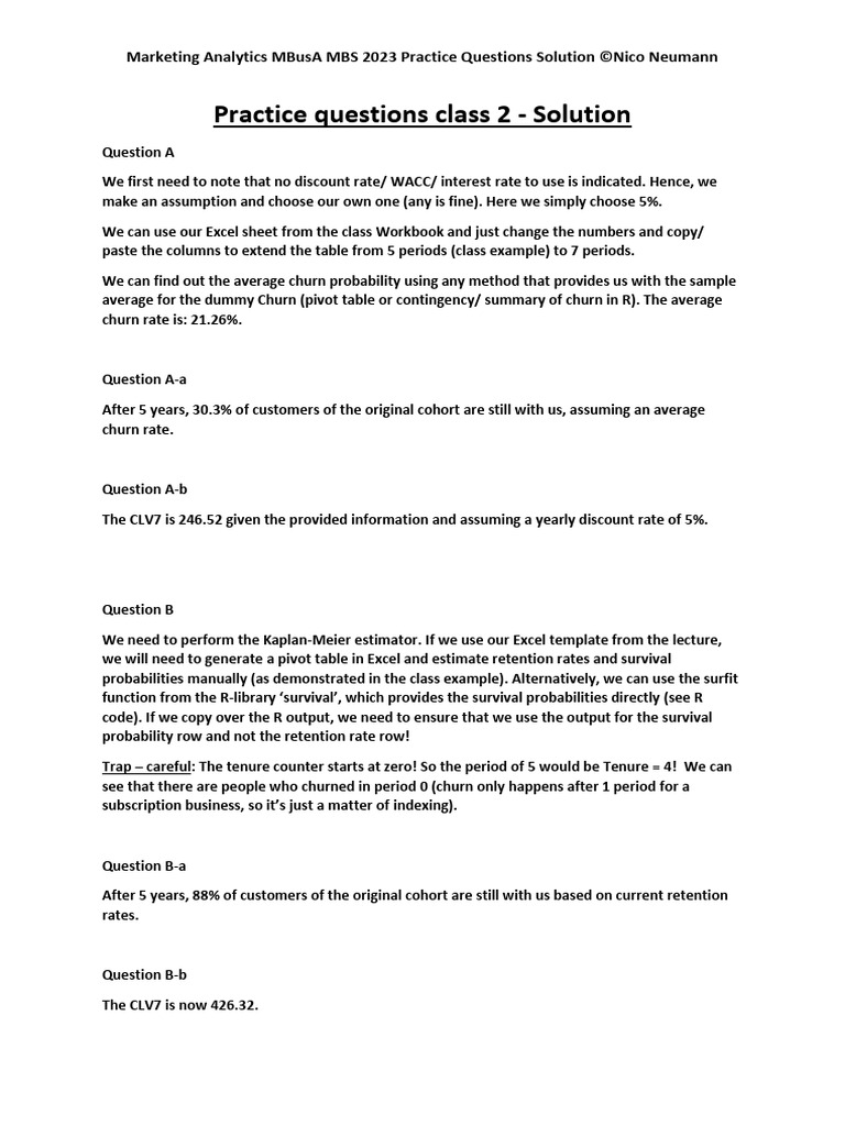 Tutorial_PracticeQuestions_Class2_2023_Solution | PDF | Discounting