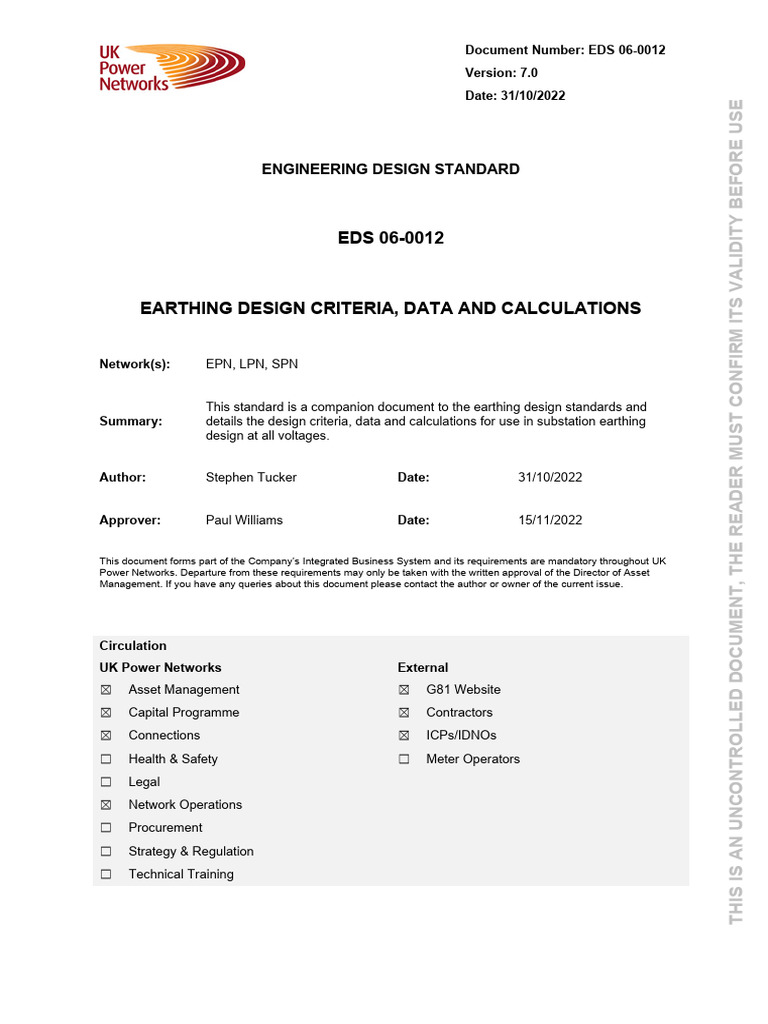 Earthing Design Criteria and Calculations | PDF | Electrical Substation ...