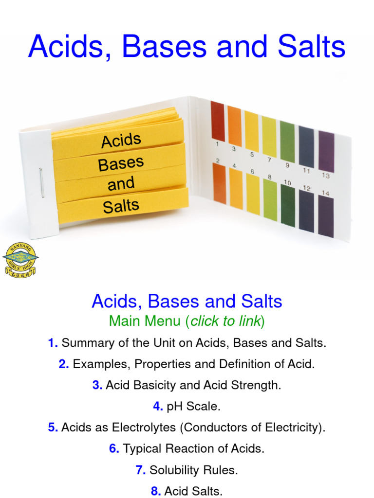 Acid Base Salt Intro | PDF | Acid | Ph