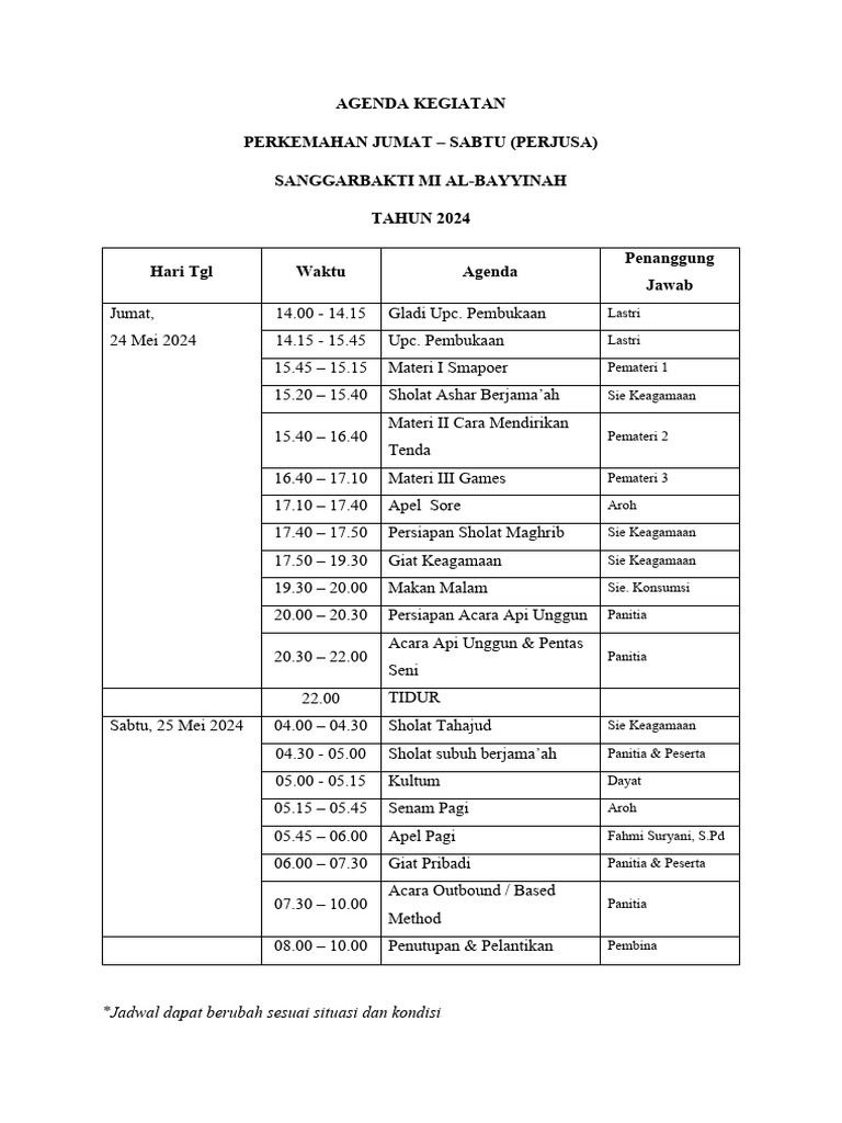 SUSUNAN ACARA PERJUSA | PDF