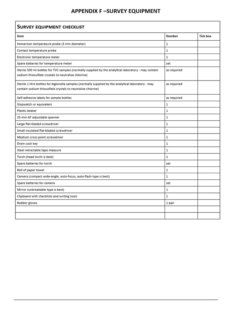Appendix F - Survey equipment | PDF