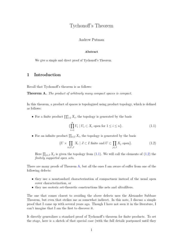 Tychonoff | PDF | Compact Space | General Topology