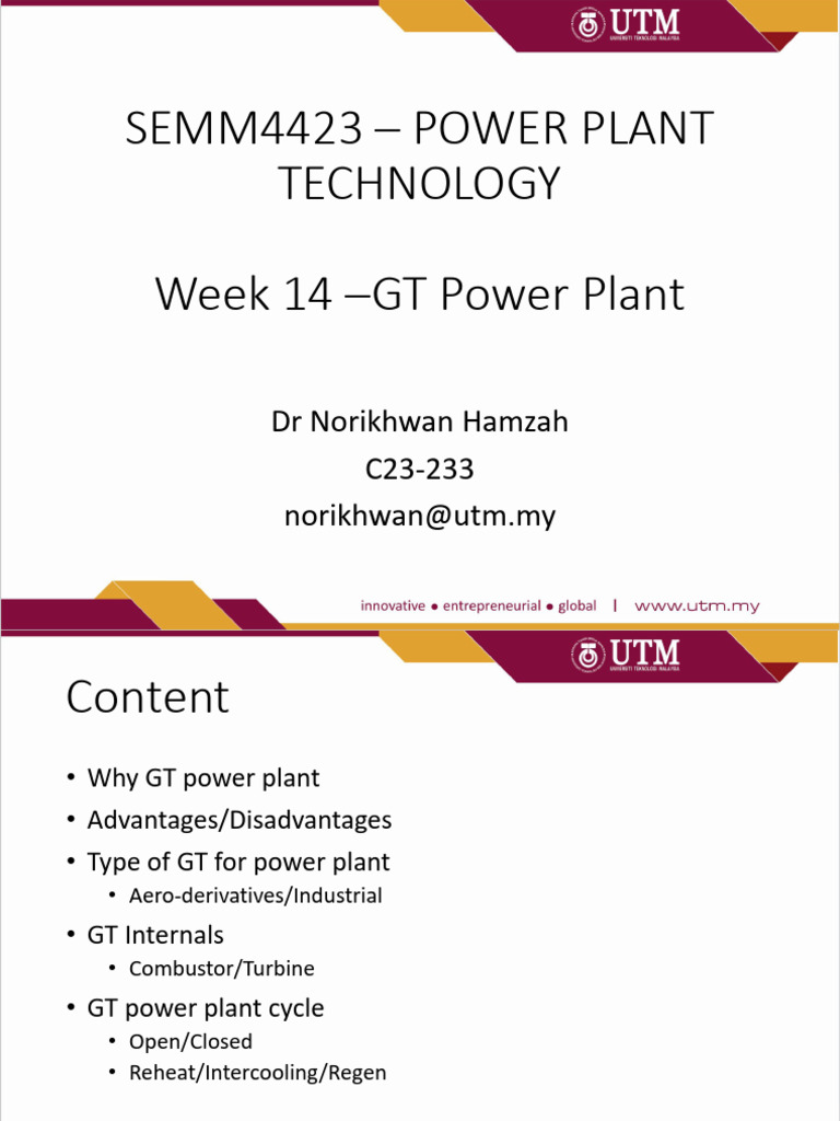 07 GT Power Plant - Master Slides | PDF | Power Station | Gas Turbine