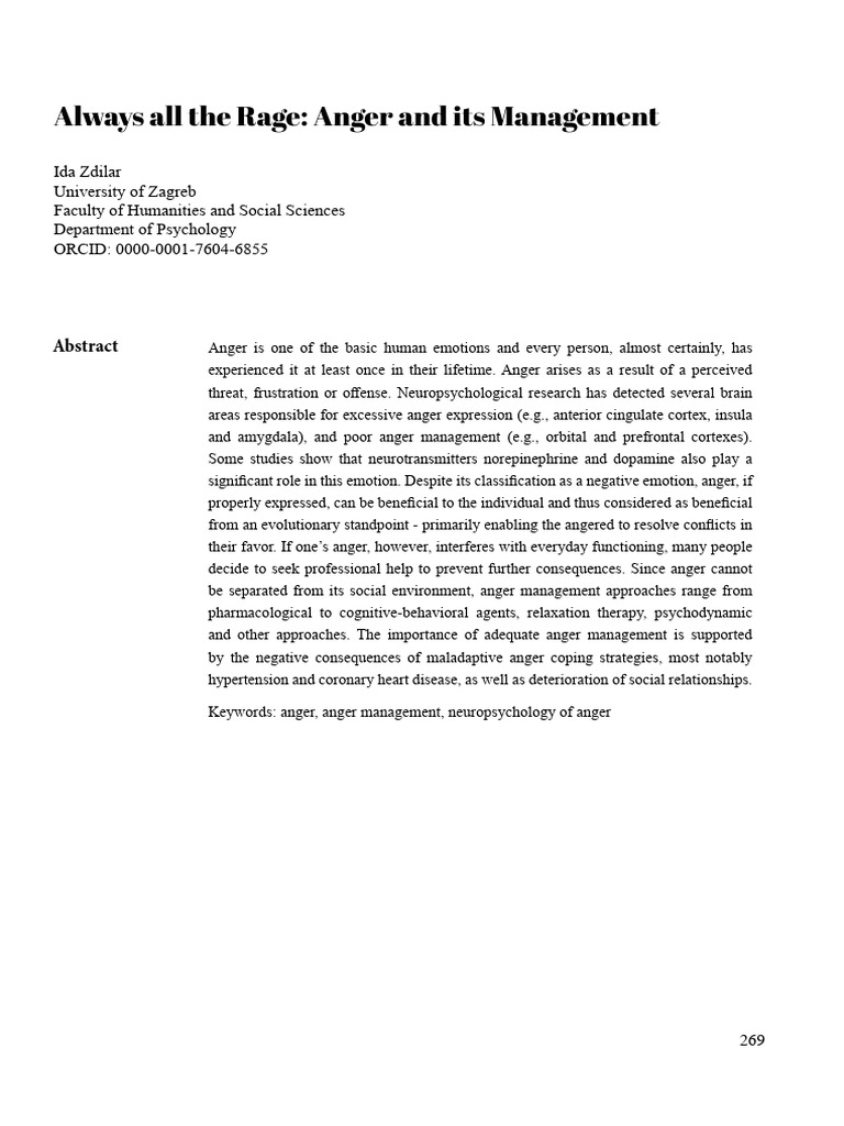 Always All The Rage - Anger and Its Management | PDF | Cingulate Cortex | Anger