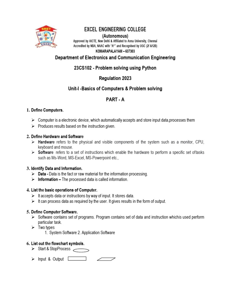 Python - Unit - I - QB1 | PDF | Computer Data Storage | Programming