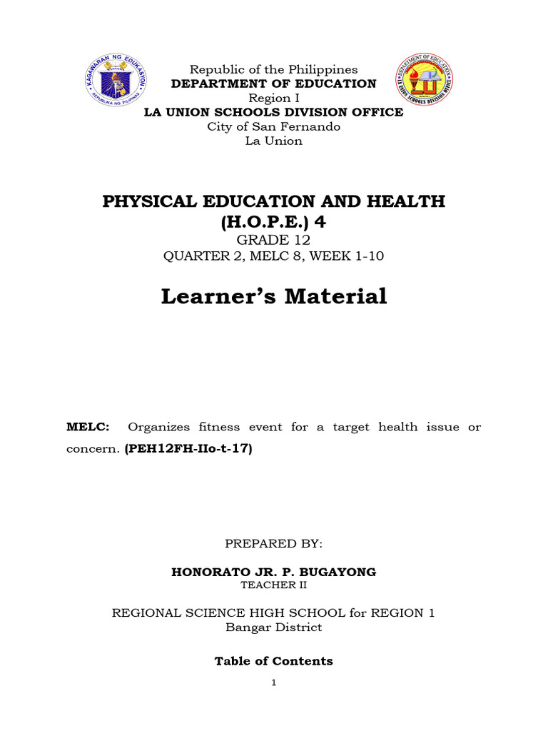 Module 8 Grade 12 H.O.P.E. 4 Q2 | PDF | Goal | Rubric (Academic)