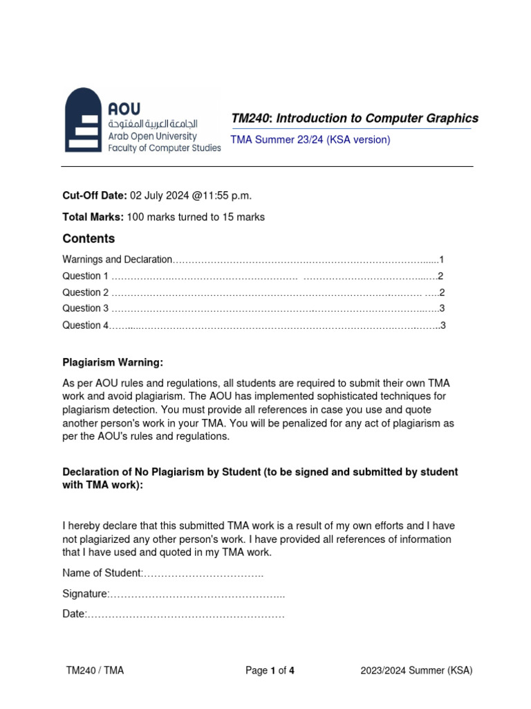 TM240 2023 2024 3 Tma | PDF | Computing | Computer Science