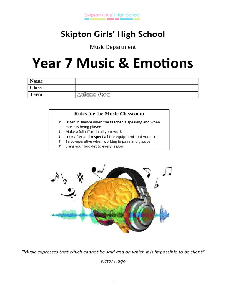 Year 7 Music & Emotions: Skipton Girls' High School | PDF | Tempo ...