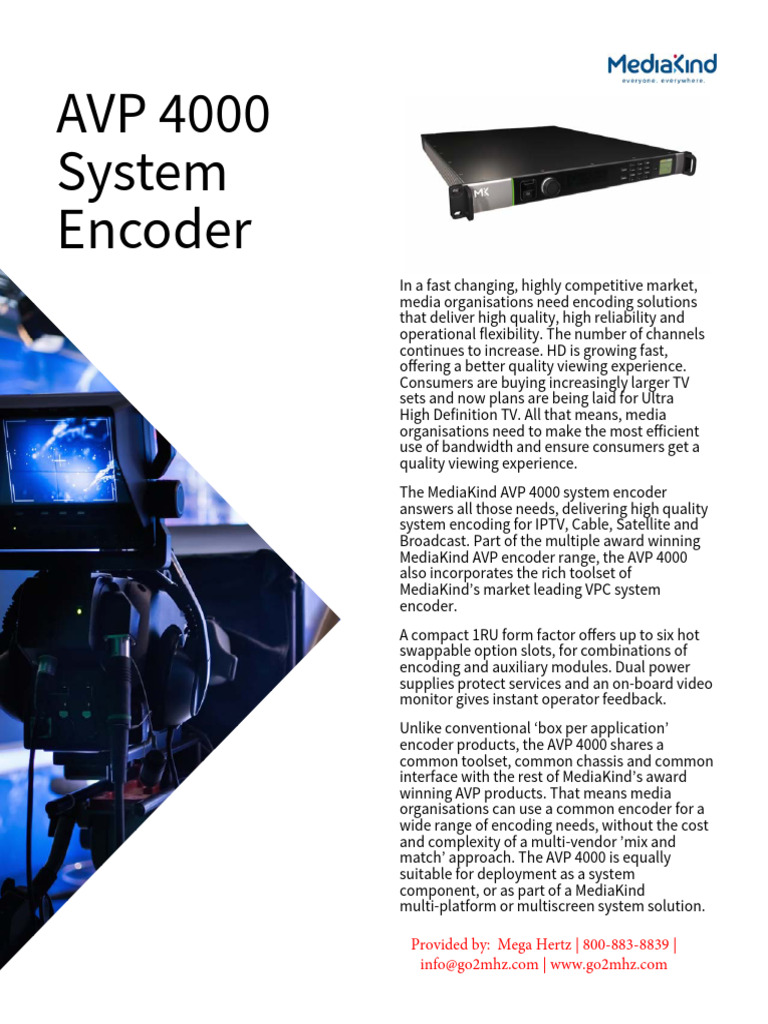 Mediakind_AVP4000__Encoder | PDF | Data Compression | Broadcast Engineering