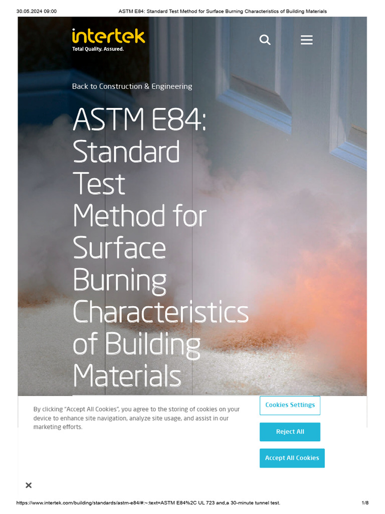 ASTM E84 - Standard Test Method For Surface Burning Characteristics of ...