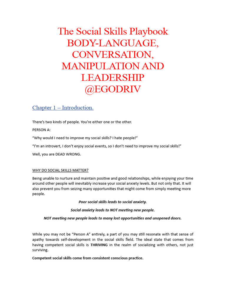 The Social Skills Playbook | PDF | Body Language | Nonverbal Communication