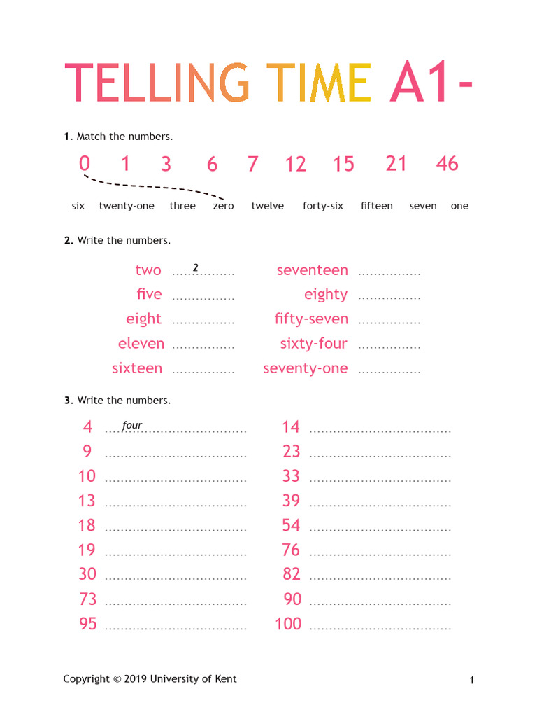 1 A1 Telling Time Students Worksheet | PDF | Home & Garden