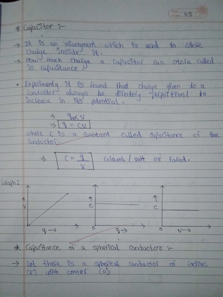Handwritten Notes On Topic Capacitor | PDF