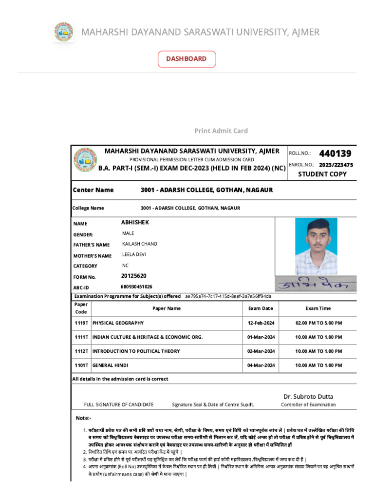 Maharshi Dayanand Saraswati University, Ajmer | PDF