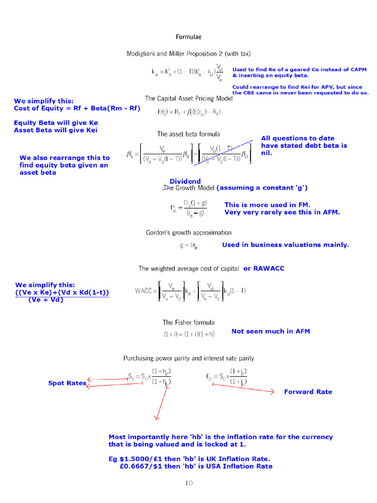 ACCA AFM Formulae Sheet + Sunil's Notes | PDF ACCA AFM Formulae Sheet + Sunil's Notes | PDF