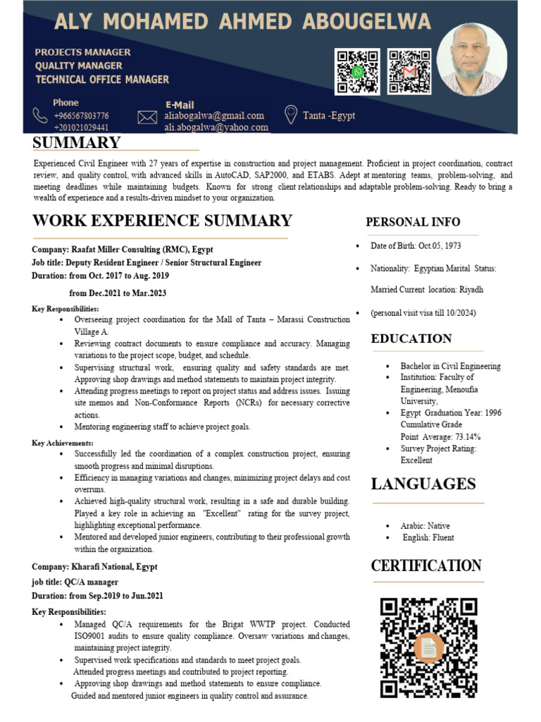 Aly Mohamed Abougelwa C.V. | PDF | Audit | Iso 9000