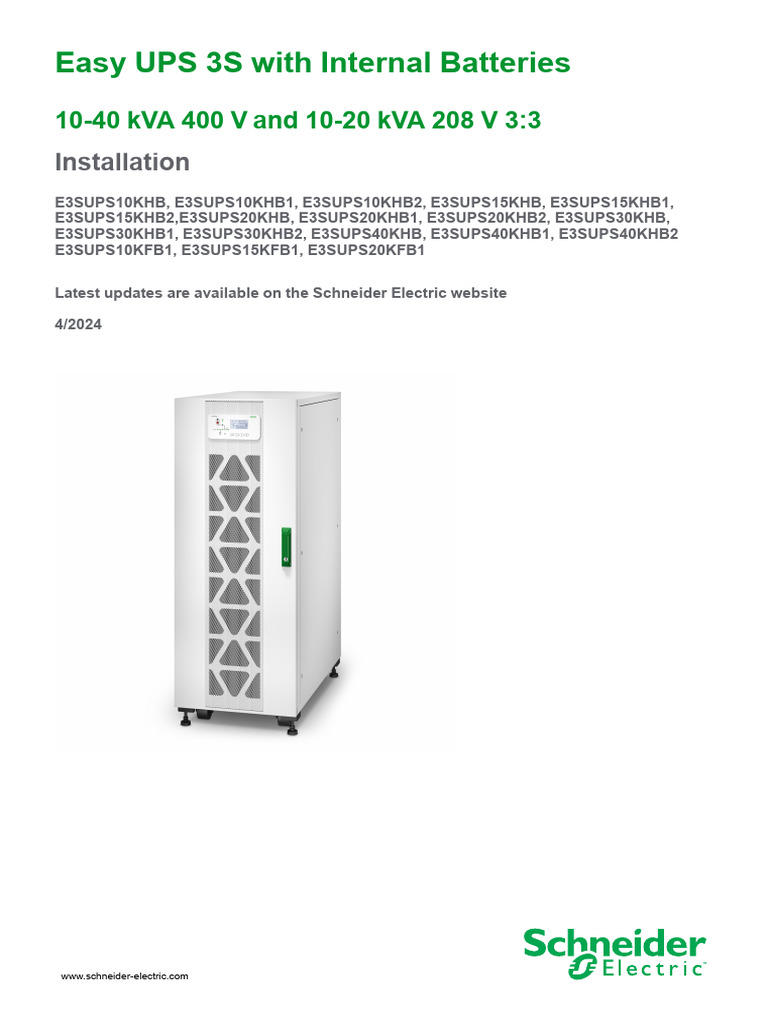 Easy UPS 3S With Internal Batteries: Installation | PDF | Direct Current | Power Inverter