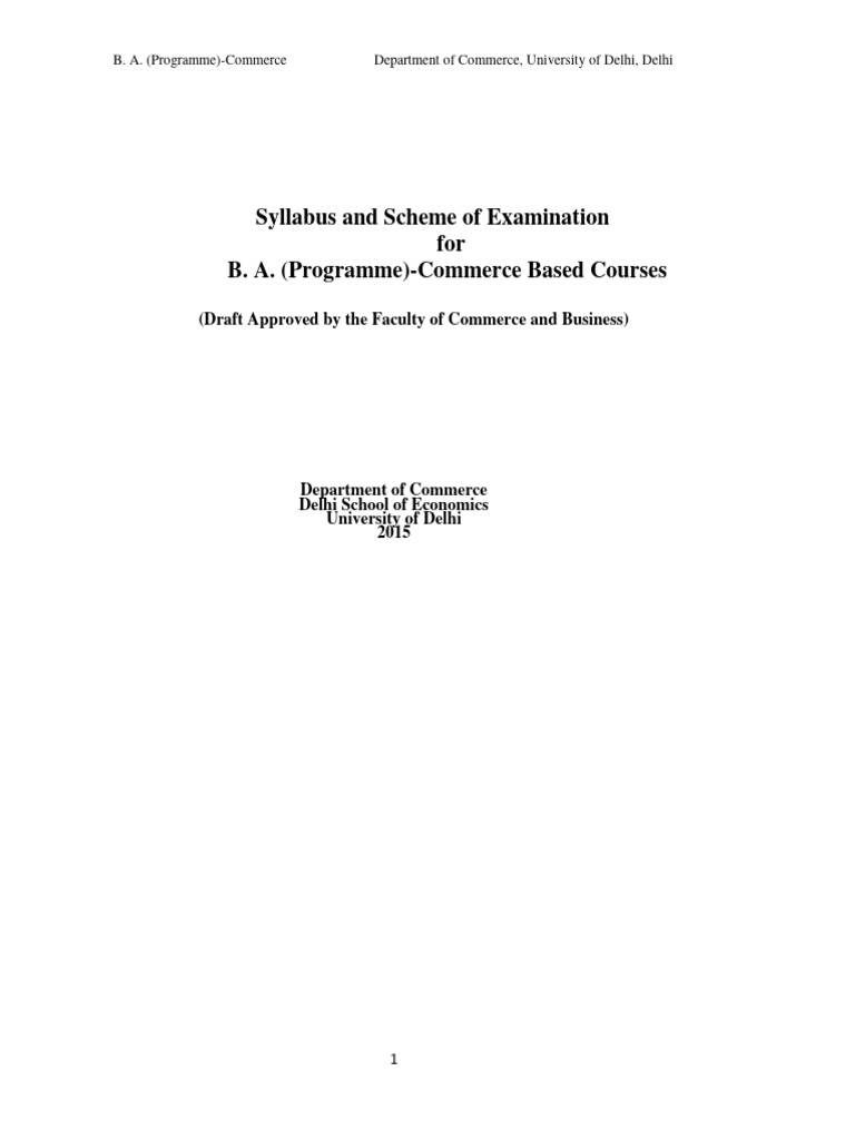 BA Commerce Syllabus - Delhi University | PDF | Insurance ...