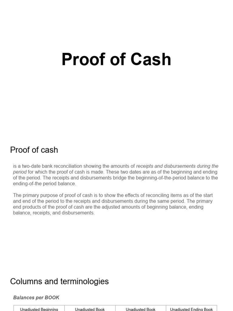 Proof of Cash | PDF | Debits And Credits | Banks