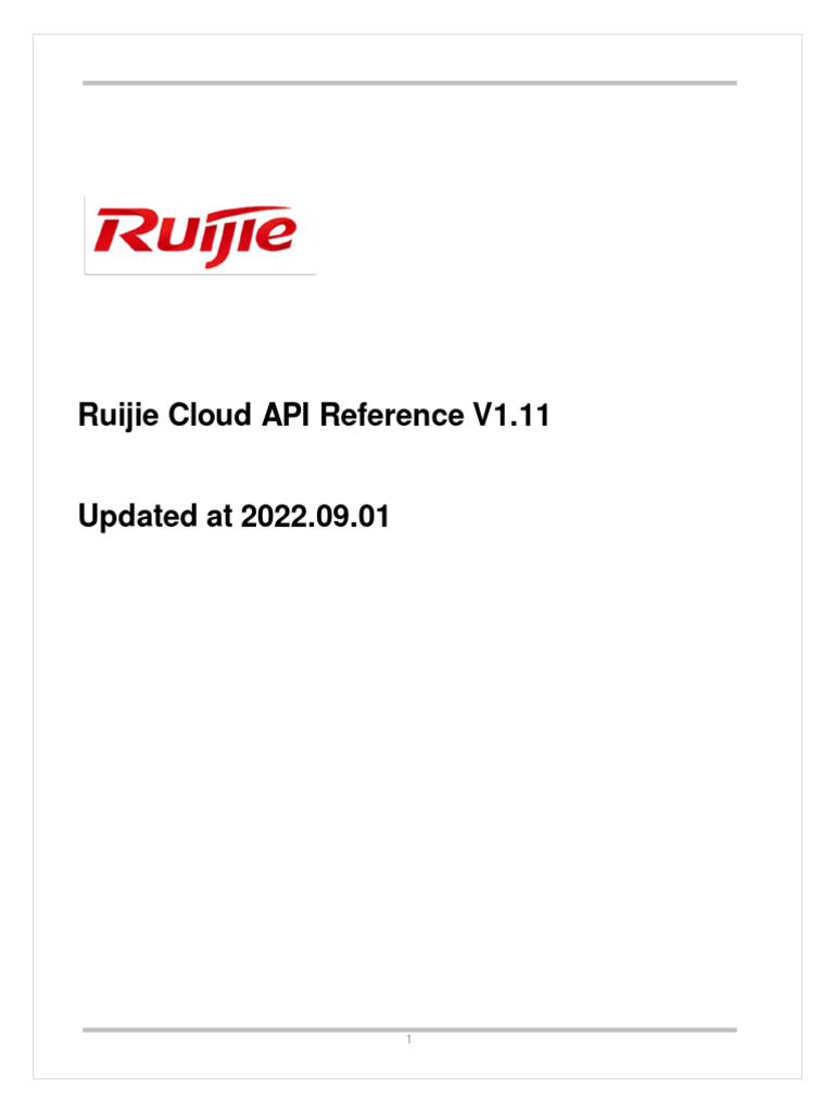 Ruijie RG-Ruijie Cloud API Reference Manual V1.11 | PDF | Soap | Computing
