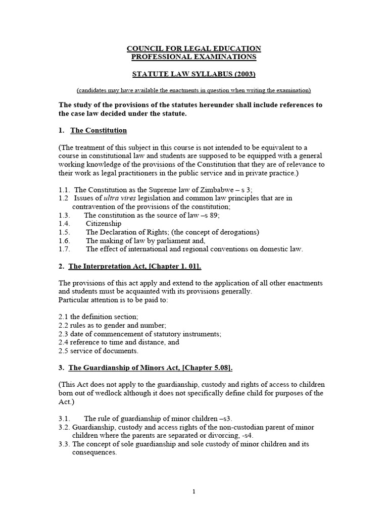 CLE Syllabus For Statute Law | PDF | Liquidation | Legal Guardian